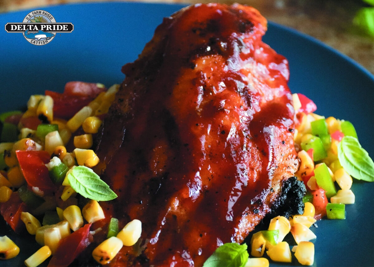 BBQ Catfish with Grilled Corn Relish - Delta Pride